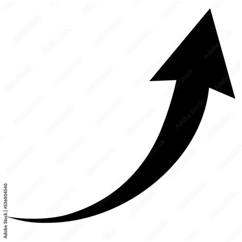 Sharp Curved Arrow Icon Black Rounded Arrow Direction Pointer Pointing Up Stock Illustration