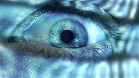 Macro Video Of A Human Eye With Binary Code Projections Stock Footage