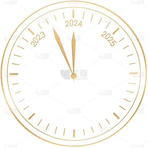 春节2024元旦倒计时跨年过年烫金鎏金烟花时钟元素素材
