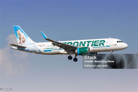 미국 댈러스 포트워스 공항의 프론티어 항공 에어버스 A320neo 항공기 Airbus에 대한 스톡 사진 및 기타 이미지