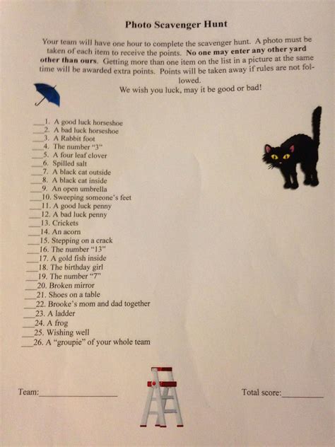 Friday The 13th Scavenger Hunt 13th Birthday Parties Bday Party