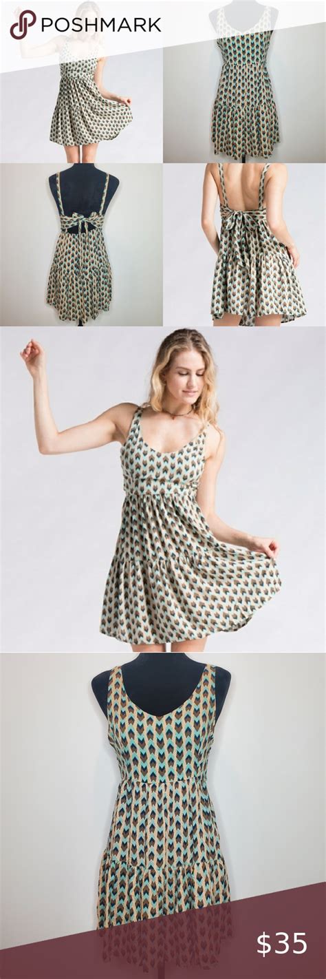 Tea And Cup Sun Dress Chevron Blue Green Orange Sundress Blue