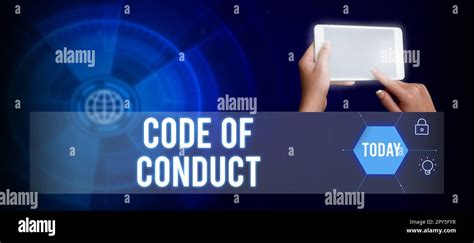 Hand Writing Sign Code Of Conduct Conceptual Photo Ethics Rules Moral Codes Ethical Principles