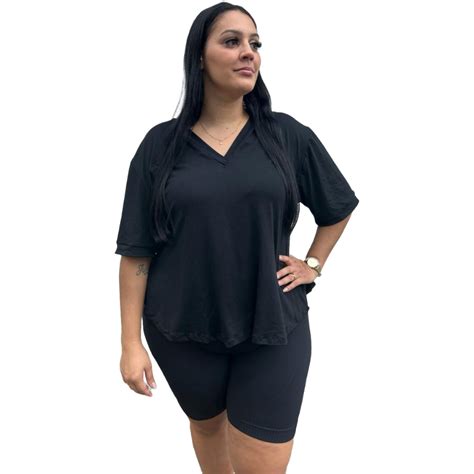 Blusa Plus Size Tapa Bumbum Mullet Gola Em V Shopee Brasil