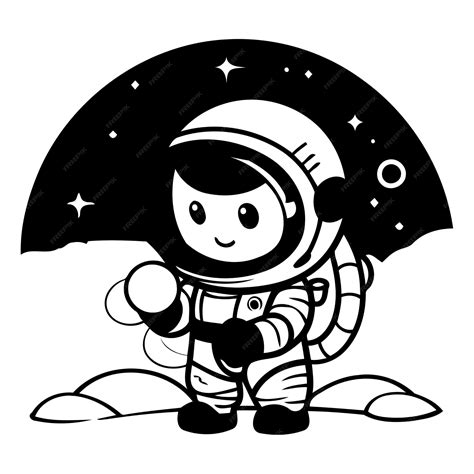 Астронавт в космосе Миленькая мультфильмная векторная иллюстрация