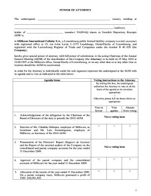 Fillable Online Power Of Attorney For Shareholder Representation Fax Email Print PdfFiller