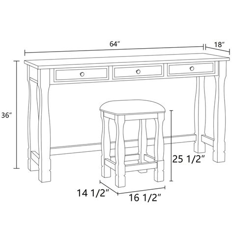 Rosalind Wheeler 64 Solid Wood Console Table With 2 Stools Wayfair