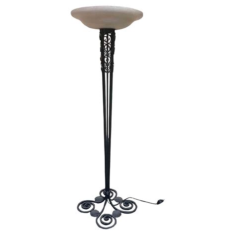 Art Deco Designed Floor Lamp Alabaster Shade For Sale At 1stdibs