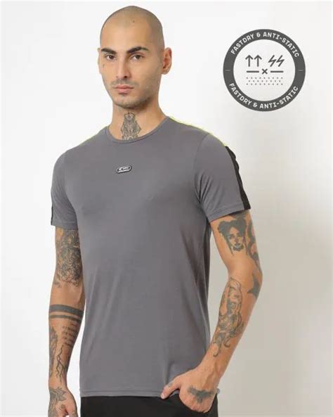 Buy Brand Applique Crew Neck T Shirt With Contrast Taping Online At