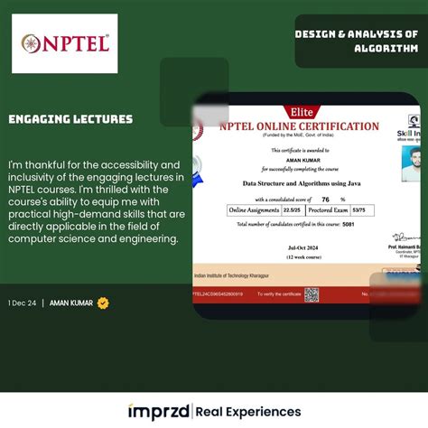 Aman Kumar On Linkedin Nptel Courses Have Revolutionized My Approach