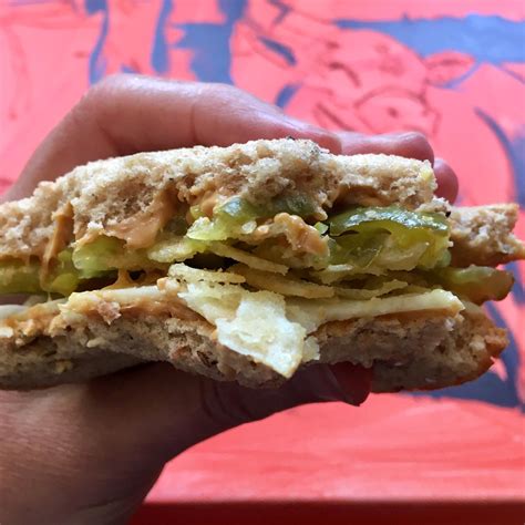 Peanut Butter Provolone Pickles And Potato Chips Reatsandwiches