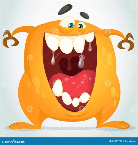 Cute Orange Monster Vector Character Stock Vector Illustration Of