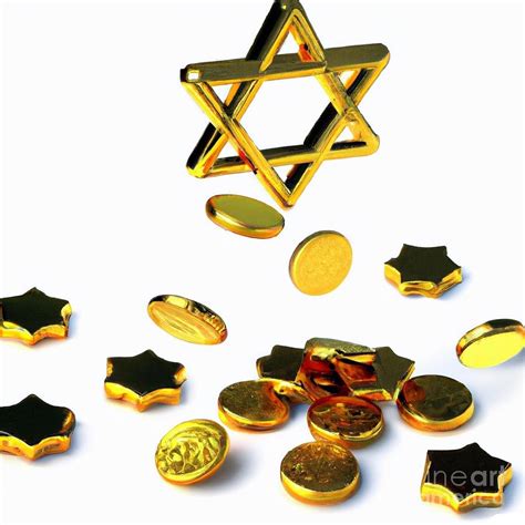 Artificial Intelligence D Look Golden Jewish Stars Of David And Gelt