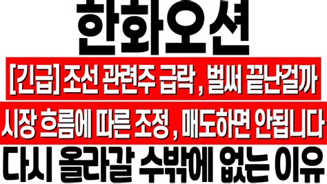 한화오션 주가 전망 시장 흐름에 따른 조정 절대 흔들리면 안됩니다 무조건 다시 올라갑니다 트럼프 조선 협력 한화오션