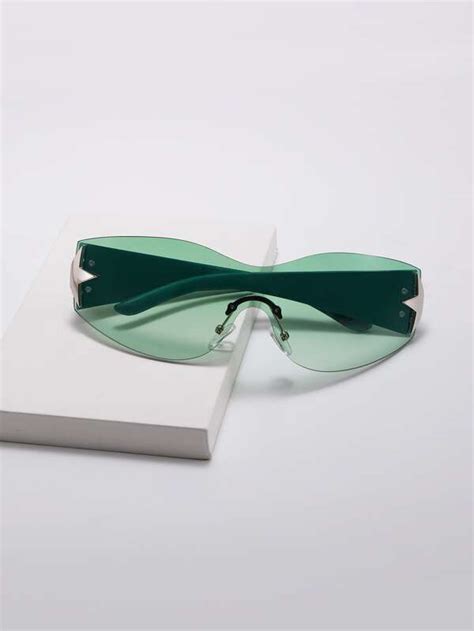 Star Decor Rimless Wrap Around Sunglasses Shein Usa