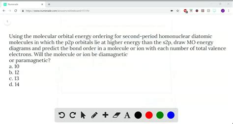 14 Polnts Draw The Molecular Orbital Diagram For Th Solvedlib