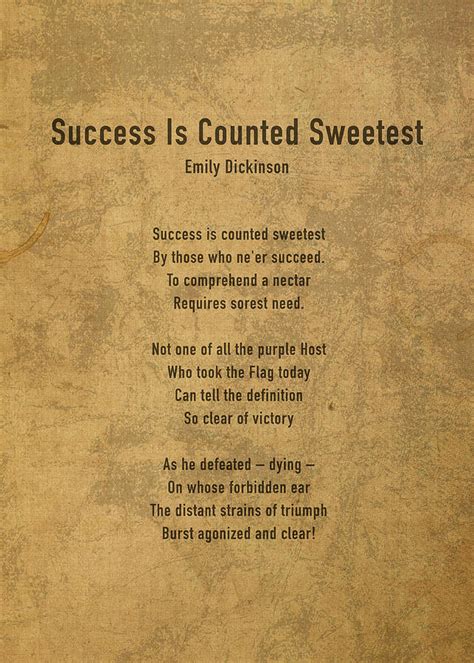 Success Is Counted Sweetest By Emily Dickinson Classic Poem On Worn