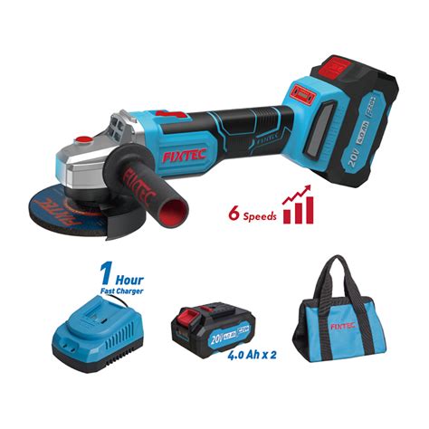 FIXTEC 20V Cordless Brushless Angle Grinder Kit