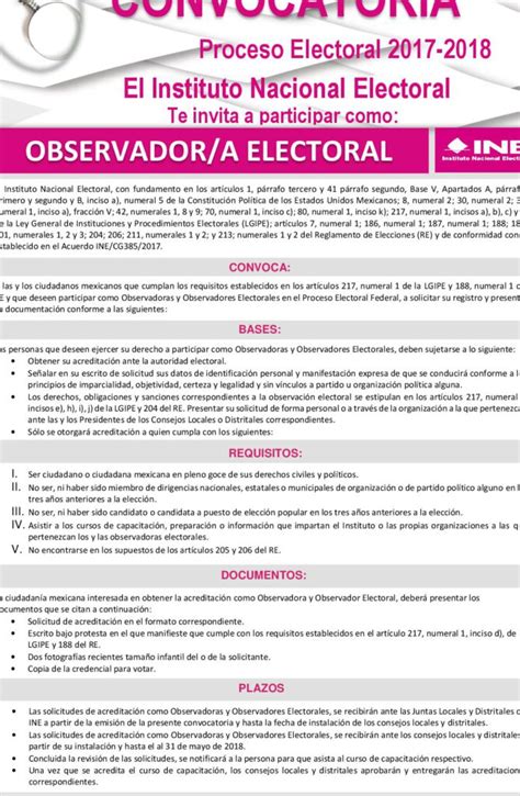 Requisitos para ser observador electoral Cómo se acredita a un
