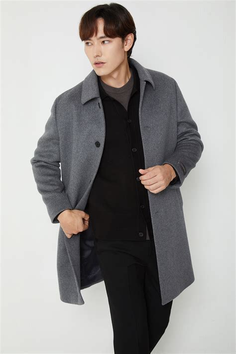 울캐시미어 혼방 베이직 칼라넥 셋인 코트brentwood