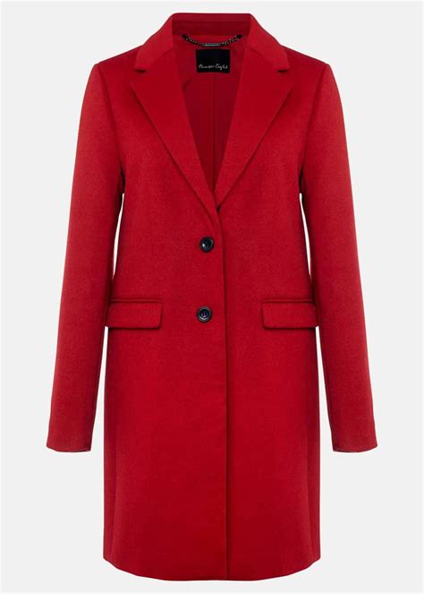 Coats Women Phase Eight Lydia Red Wool Smart Coat Red Maria Retro
