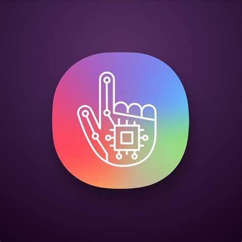 Robotic Hand App Icon UI UX User Interface NFC Or RFID Implant Digital Hand Microchip