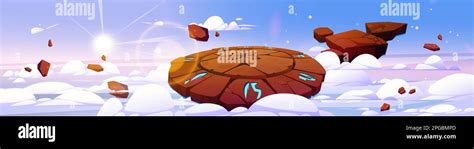 Game Fighting Arena Background With Stone Circle Platform Floating In