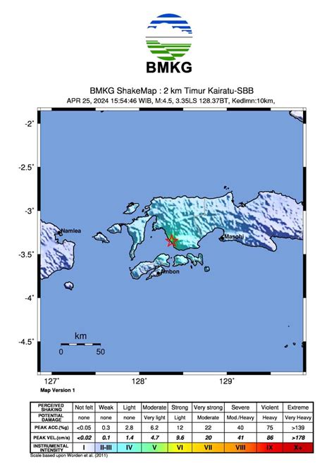 Gempa M 4 5 Guncang Kairatu MalukuTerkini