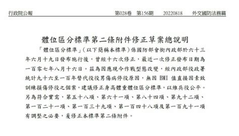 國防部公告役男體位標準新規 免役變困難增155 157cm服替代役 引新聞