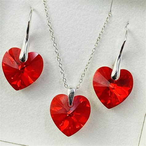 Siam Light Ab Heart Set Crystal Elegance
