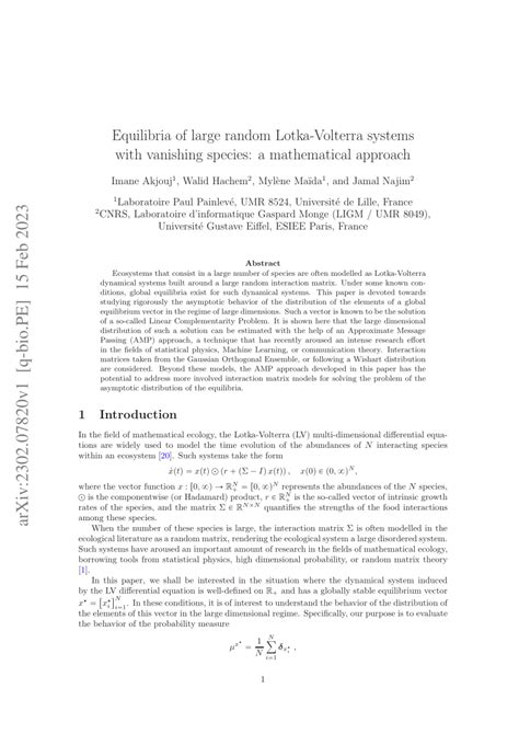 pdf equilibria of large random lotka volterra systems with vanishing