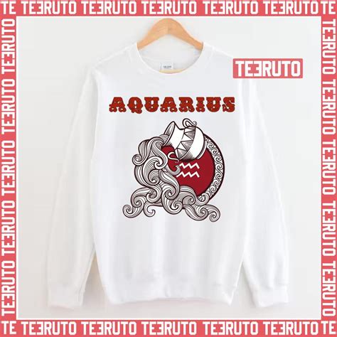 Red Zodiac Sign Aquarius Unisex Sweatshirt Teeruto