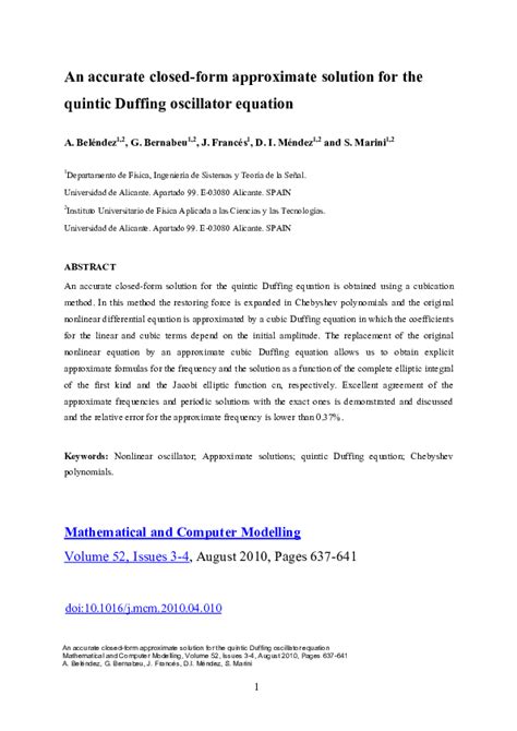 Pdf An Accurate Closed Form Approximate Solution For The Quintic