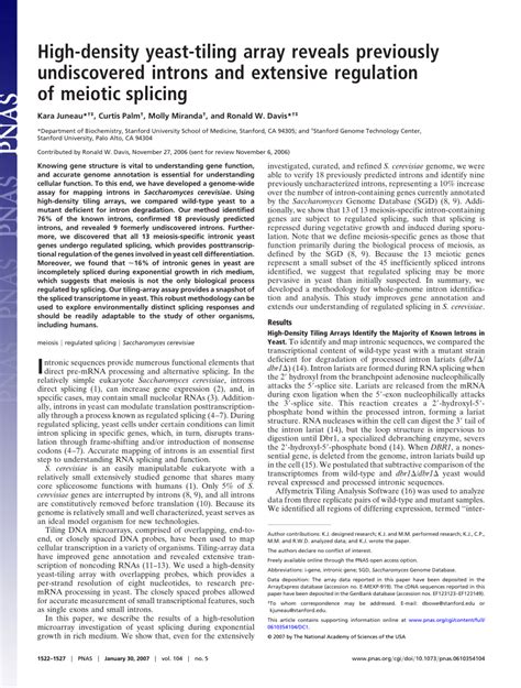 Pdf High Density Yeast Tiling Array Reveals Previously Undiscovered