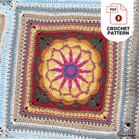 Daisy Style Textured Granny Square Pattern Free Flower