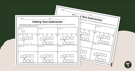 Making Tens Subtraction Worksheet Teach Starter Worksheets Library