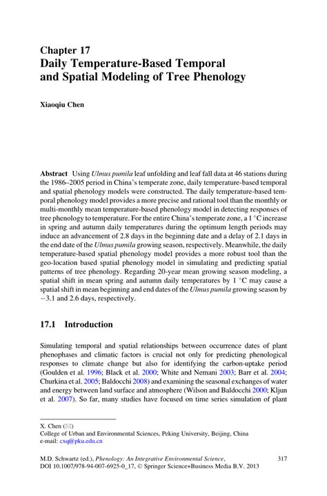 Pdf Daily Temperature Based Temporal And Spatial Modeling Of Tree