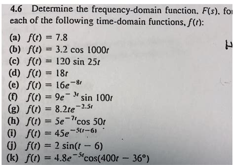 solved 4 6 determine the frequency domain function f s