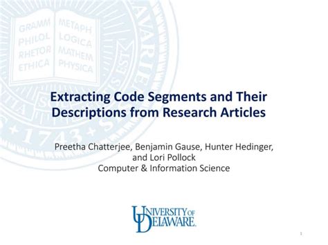 Extracting Code Segments And Their Descriptions From Research Articles