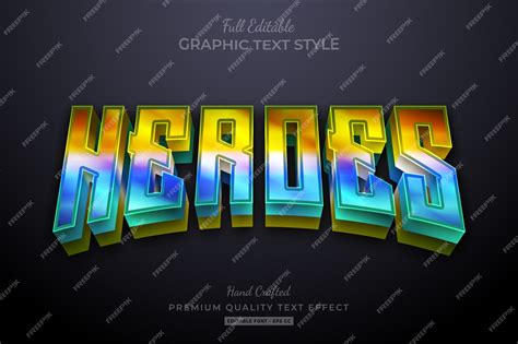 Premium Vector Heroes Gradient Vibrant Editable Text Effect Font Style