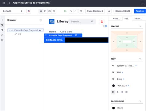 Applying Styles To Fragments Liferay Official Documentation Liferay