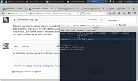Python Joomraapy Error Too Few Arguments In Pen Test Open Source