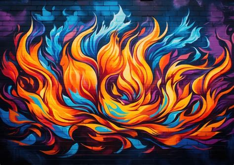Graffiti Wall Background With Fire Sparks