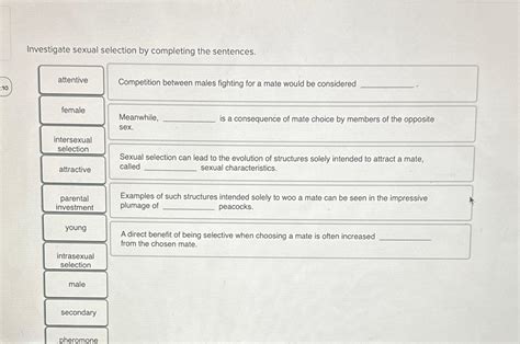 Solved Investigate Sexual Selection By Completing The Chegg Com