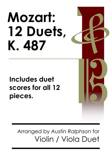 Complete Mozart 12 Duets K 487 Violin And Viola Duet Arr Austin