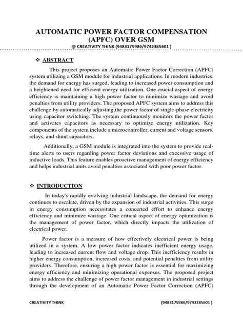 Automatic Power Factor Compensation Over Gsm Pdf Capacitor