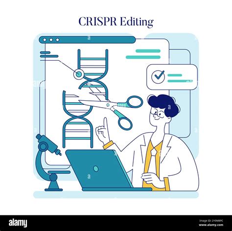 Biotechnology Concept A Scientist Engages In Crispr Gene Editing With Digital Dna Sequence