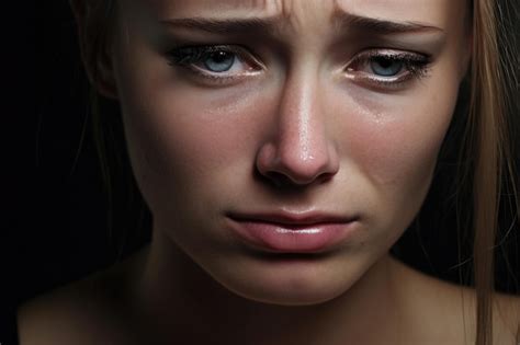 Premium Photo Beauty Sad Girl And Cry On Black Background