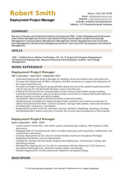 10 Deployment Project Manager Resume Samples And Templates For 2025