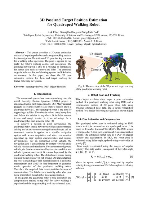 PDF D Pose And Target Position Estimation For A Quadruped Walking Robot